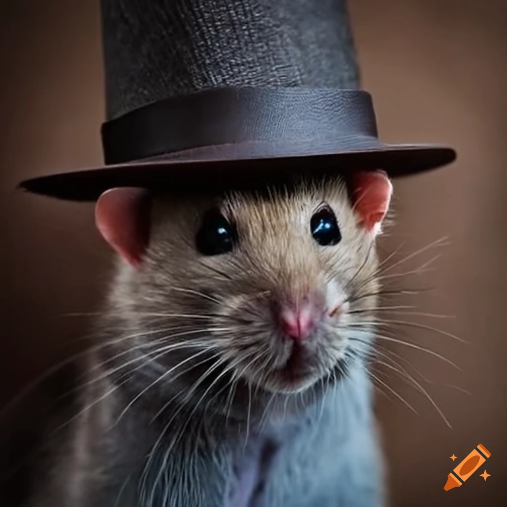 A stylish rat donning a fashionable hat and coat on Craiyon