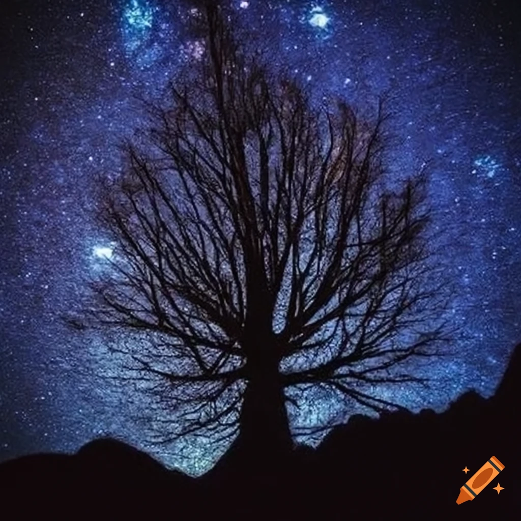 Starry night with tree