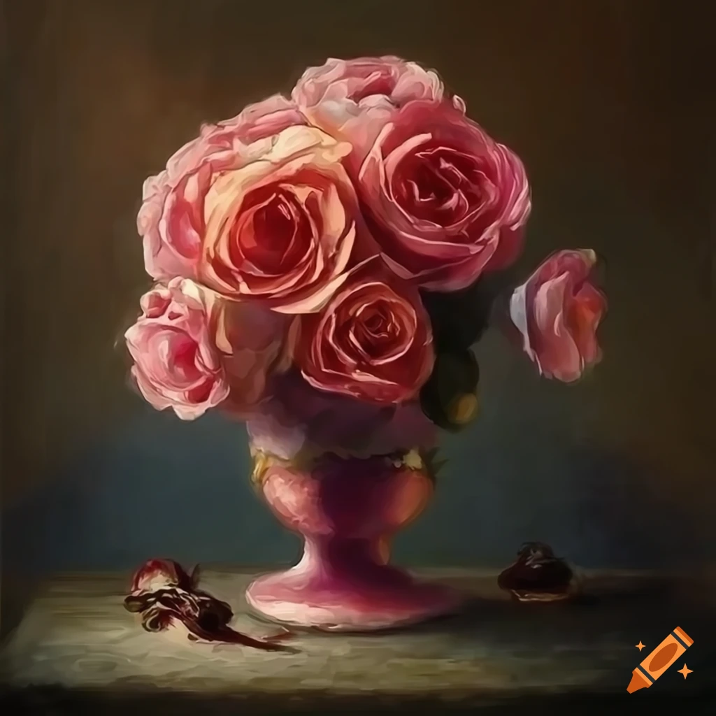 Beautiful renaissance kitty on roses by davinci ,monet on Craiyon