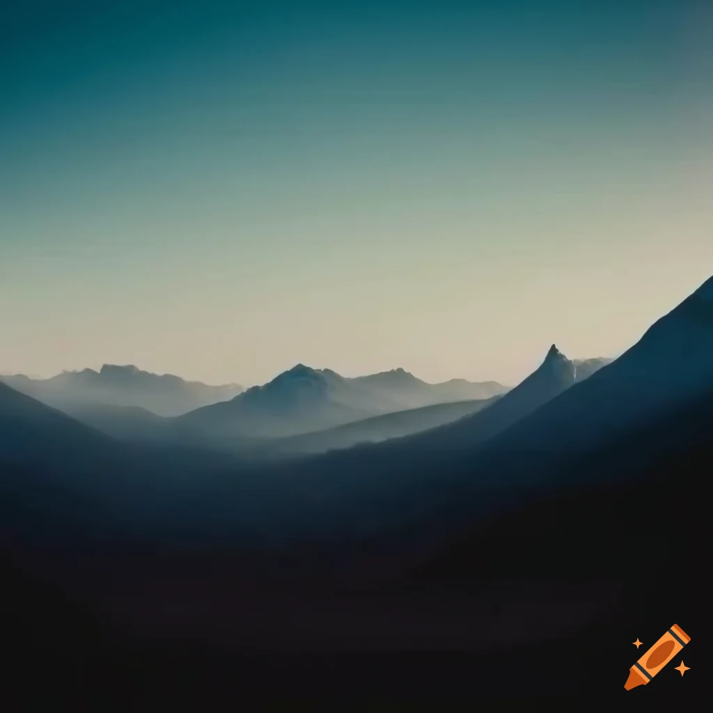 Desolate dessert landscape cold colors windy cloudy sky little sun in ...