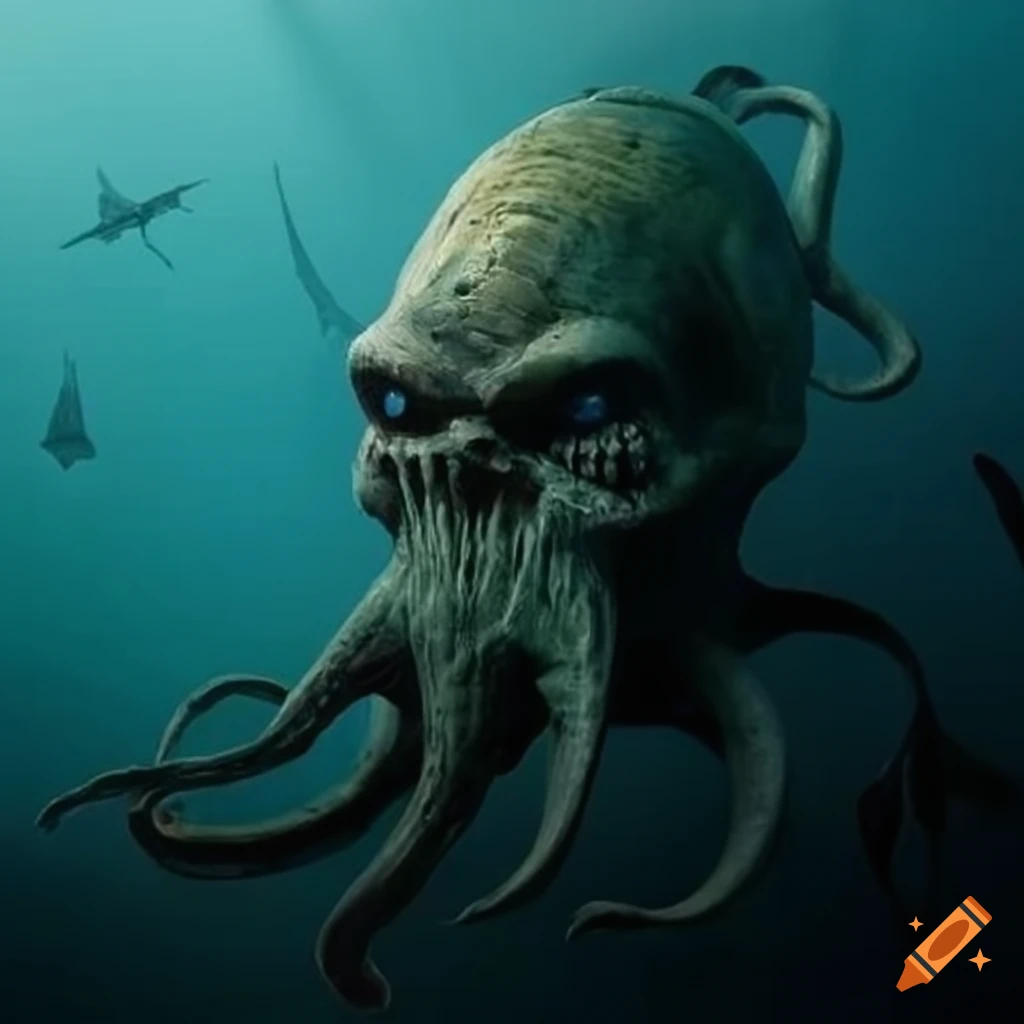 Kraken huge giant creepy dirty scary wood realist ship sclae