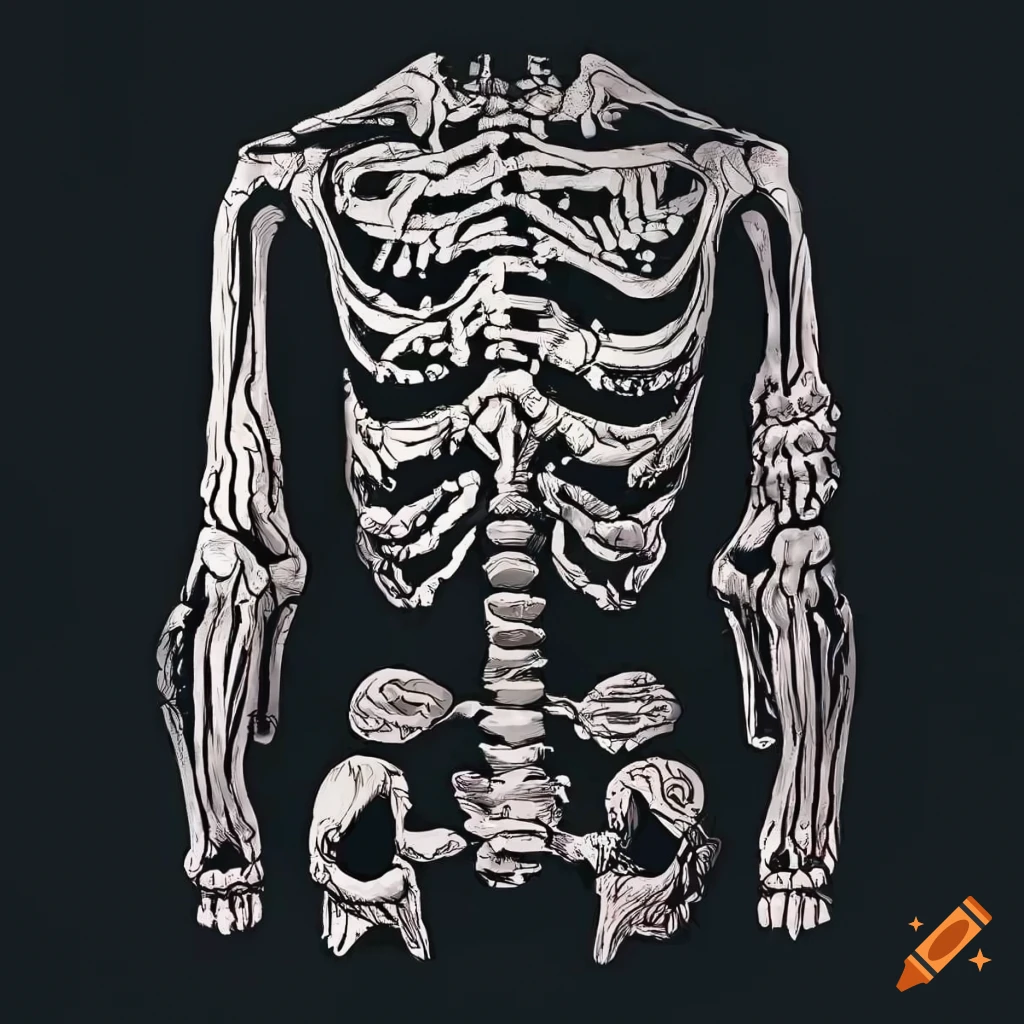 Graphic skeleton design for a punk sweater on Craiyon