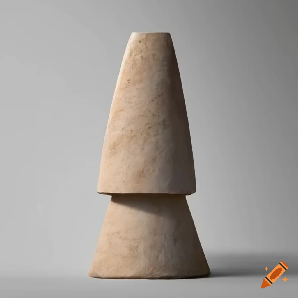 A unique stone pedestal with two converging half-cone shapes on Craiyon