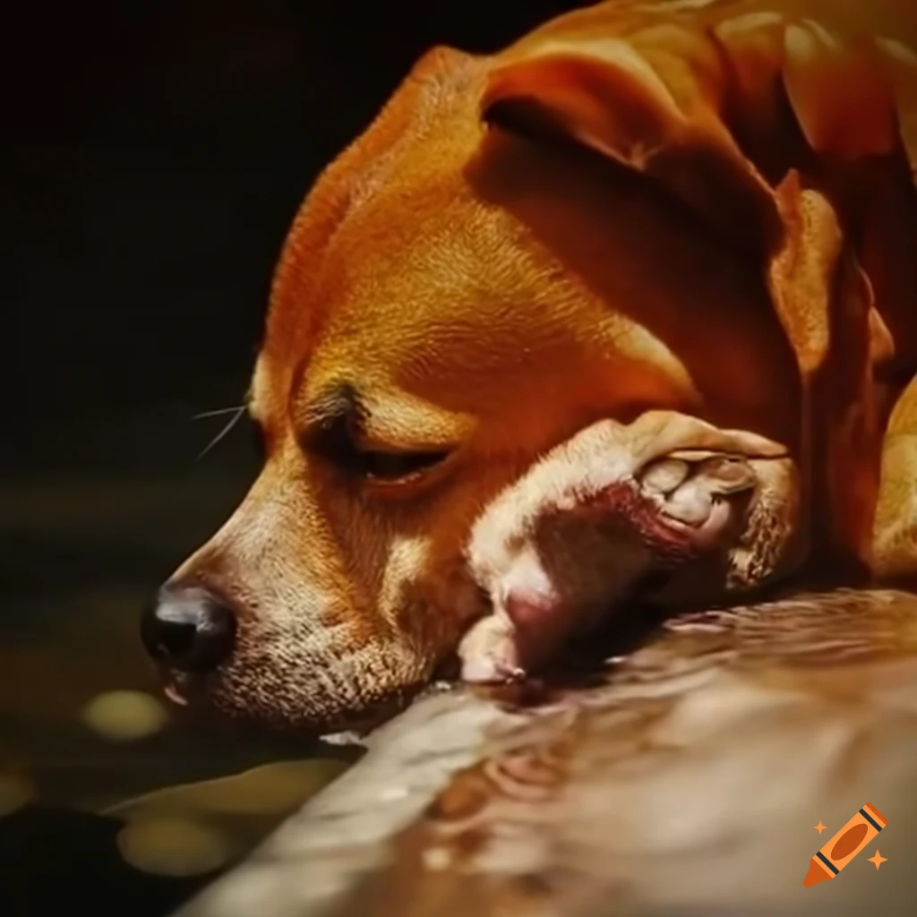 Dog in hot spring, who is very relaxing on Craiyon