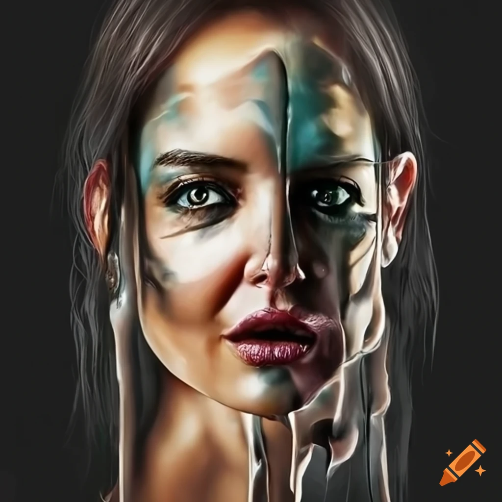 Melting portrait featuring katie holmes with surreal giger-inspired ...