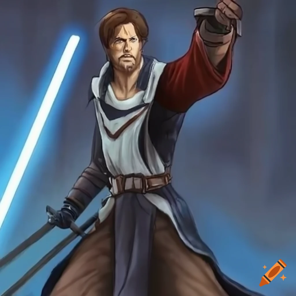 Obi Wan Kenobi fusion Trevor Belmont as blue templar armor monk with ...
