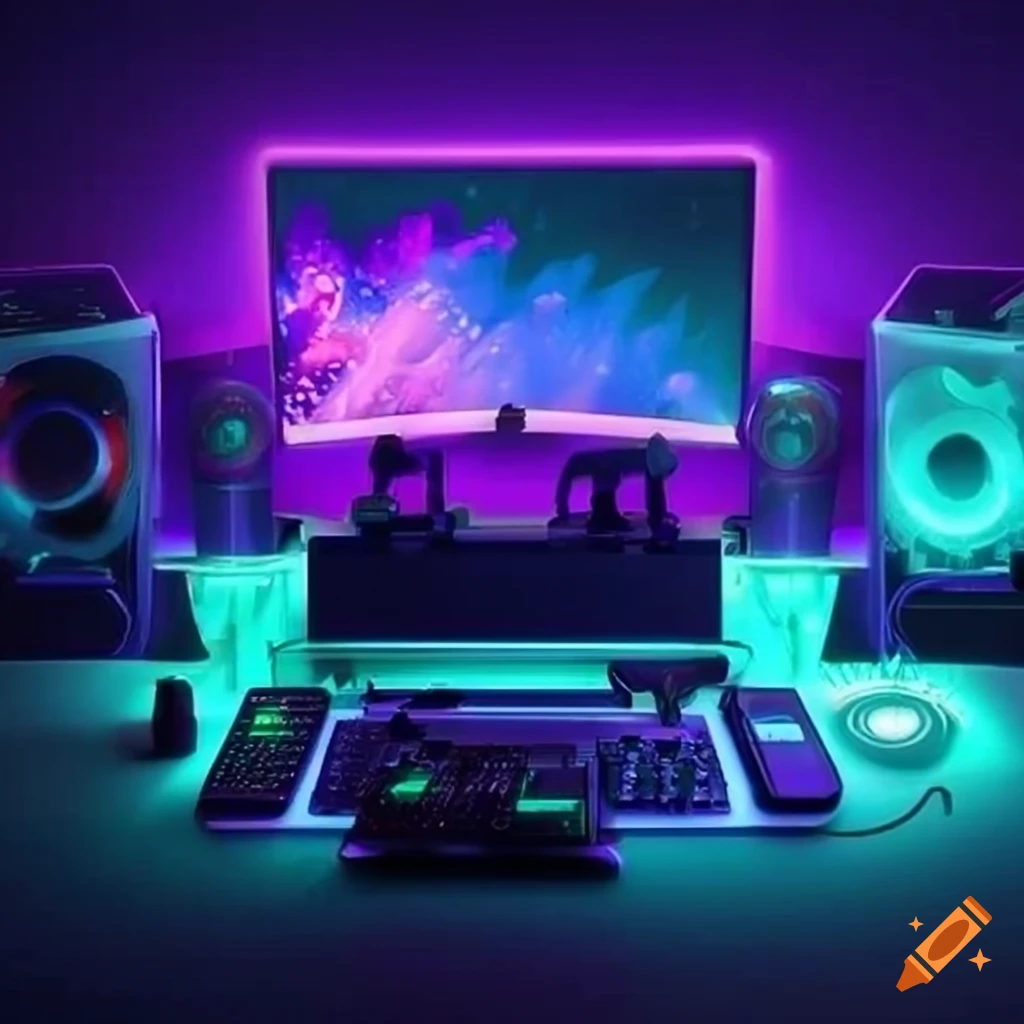 "could you please create an illustration of a room filled with gaming ...