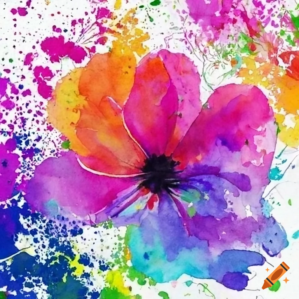 Illustration watercolors splatter art flowers
