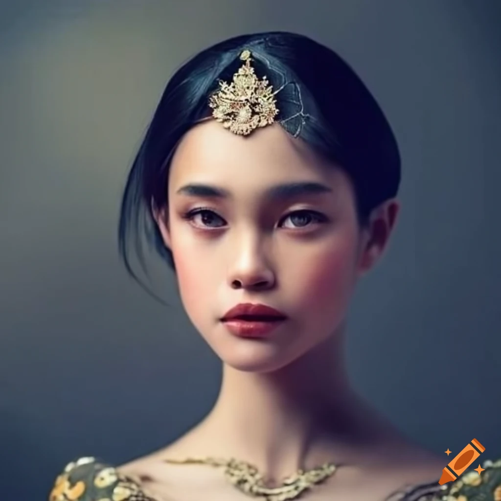 A Brunette French Girl Named Camille Lasserre Wearing Kebaya