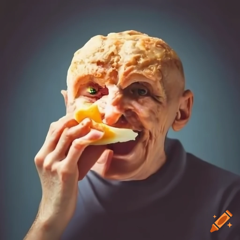 Man eating cheese scone