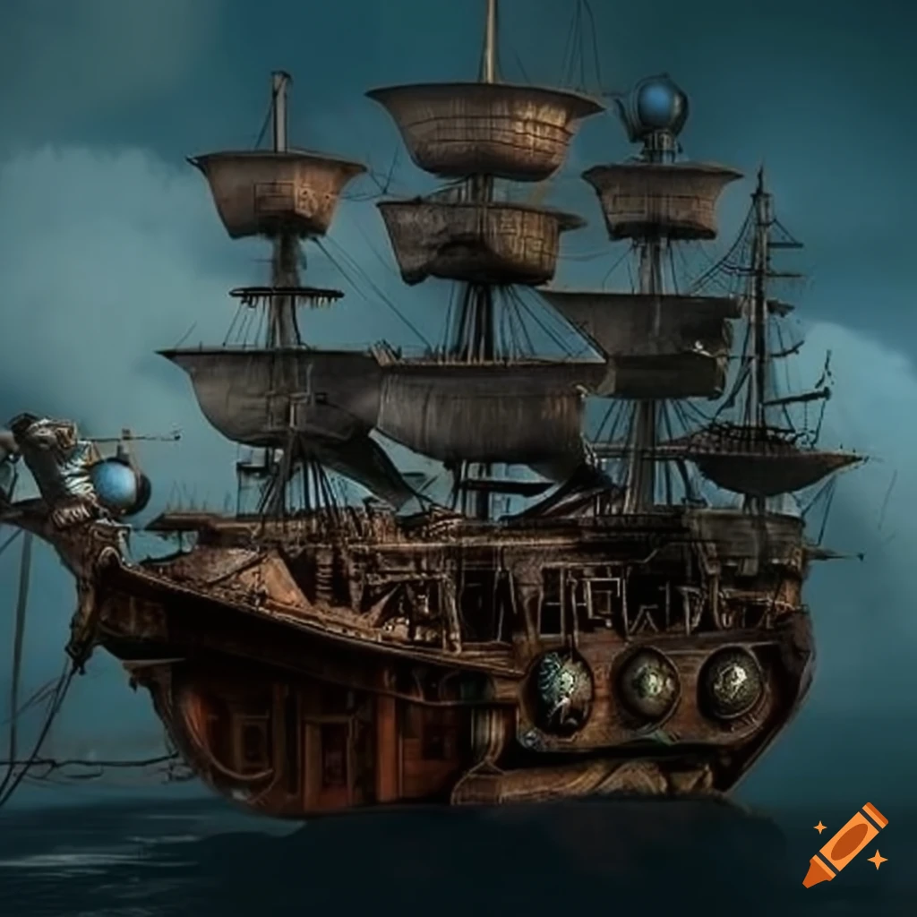 Post apocalyptic steampunk ship