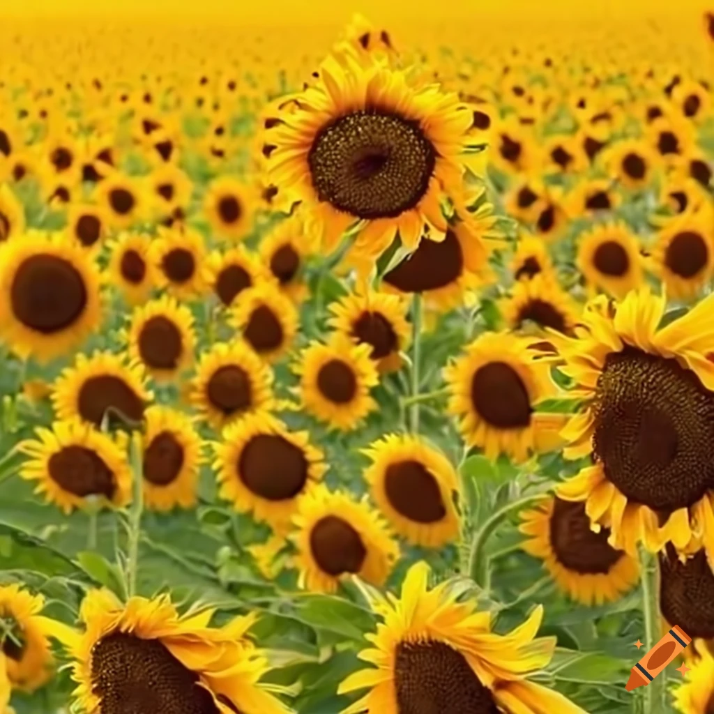 A group of cheerful sunflowers swaying in the breeze