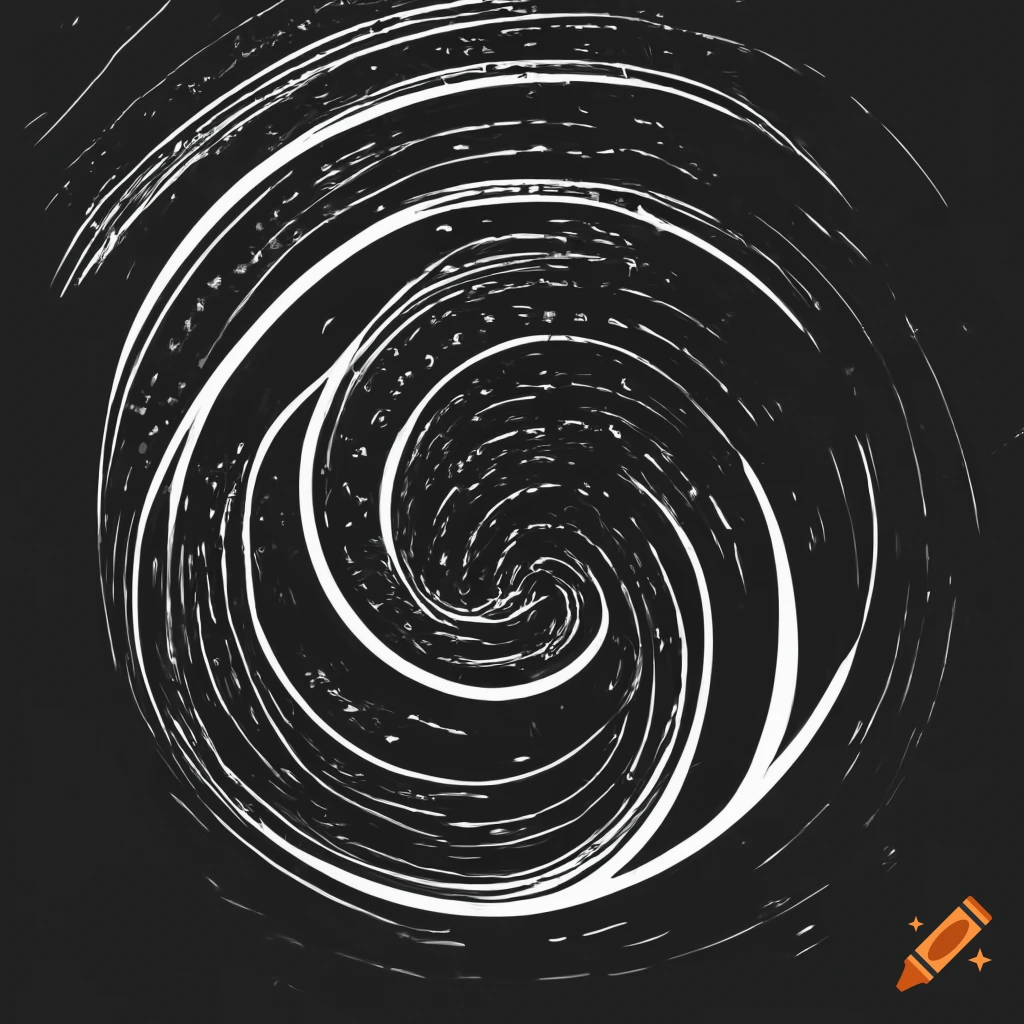 Abstract gravity field, curved space, line art, monochrome