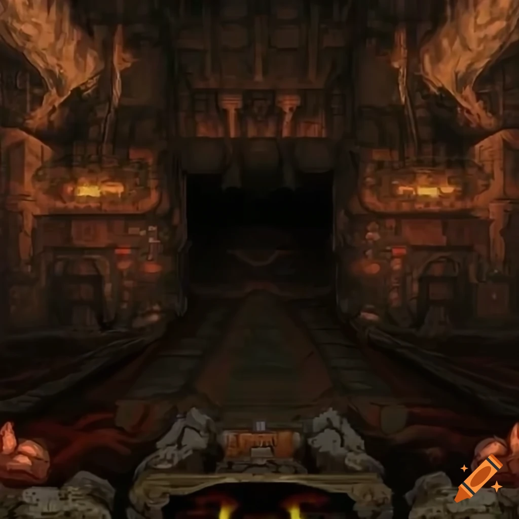 Doom classic background landscape with monsters on Craiyon