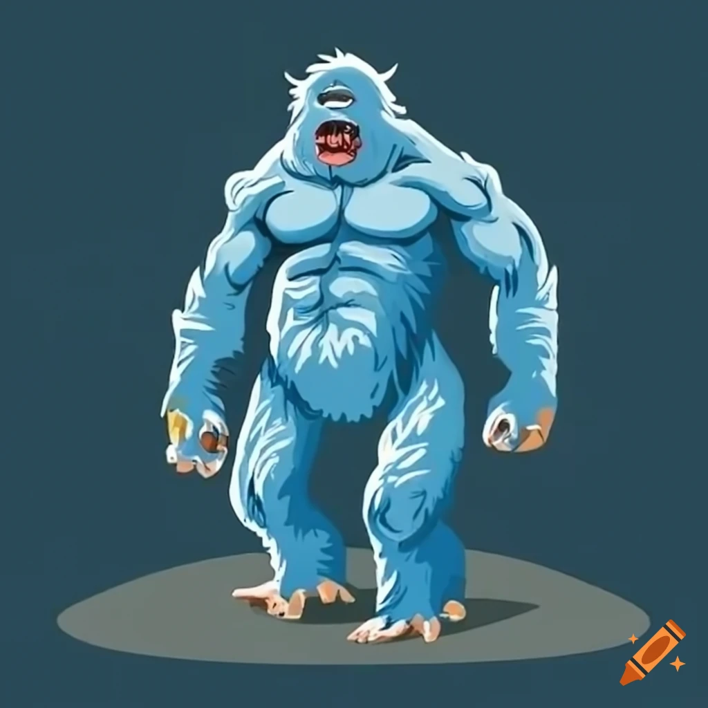 Blue masculine muscular yeti on Craiyon