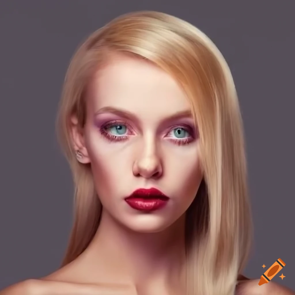 Frontal face of an beautiful woman with blond hair for facegen