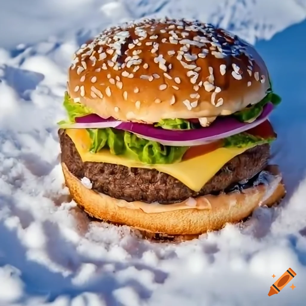 Burger in snow