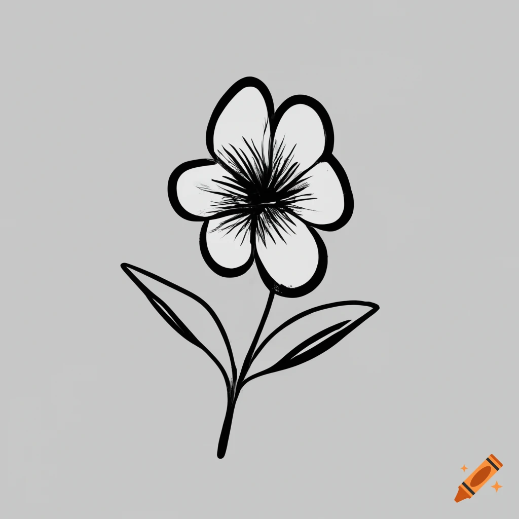 Hand drawn creative wildflower design, side profile, simple ...