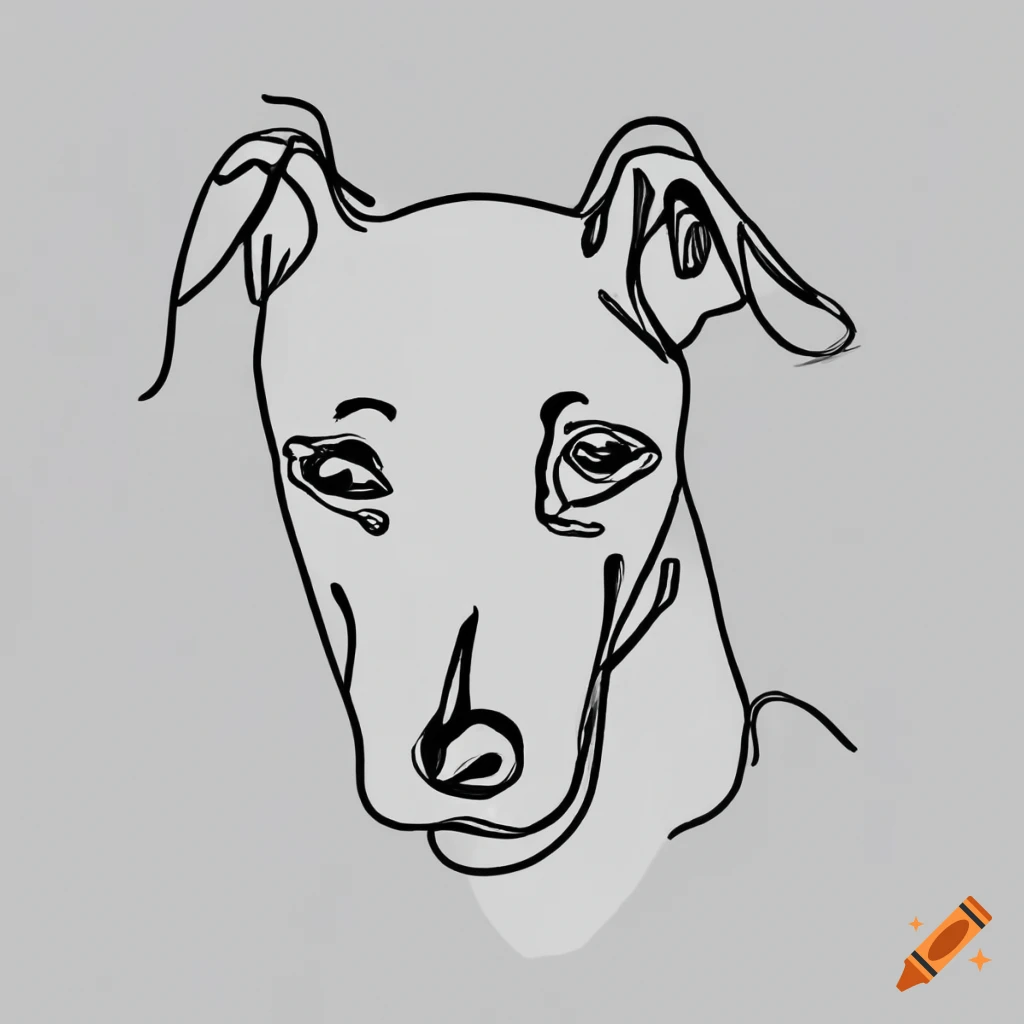 Sad greyhound single line drawing