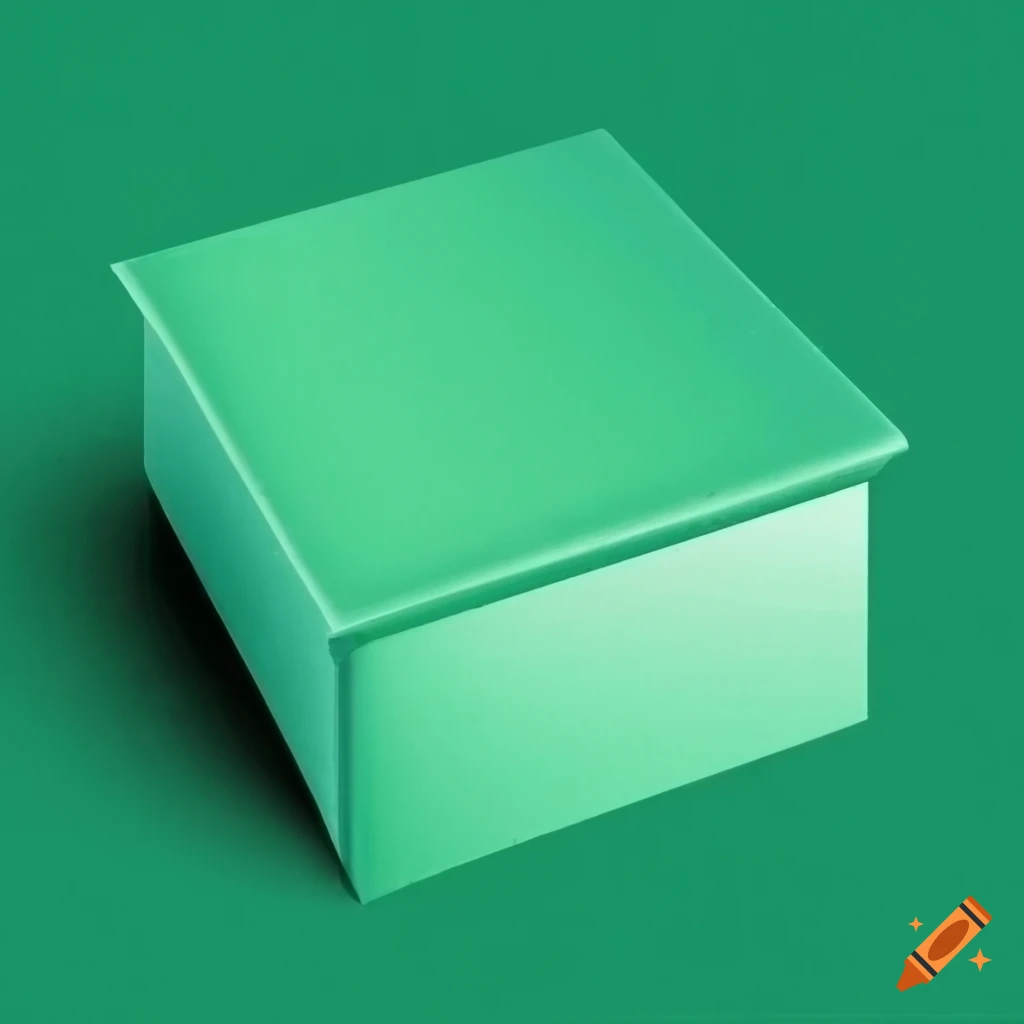 A mint green cardboard box outline