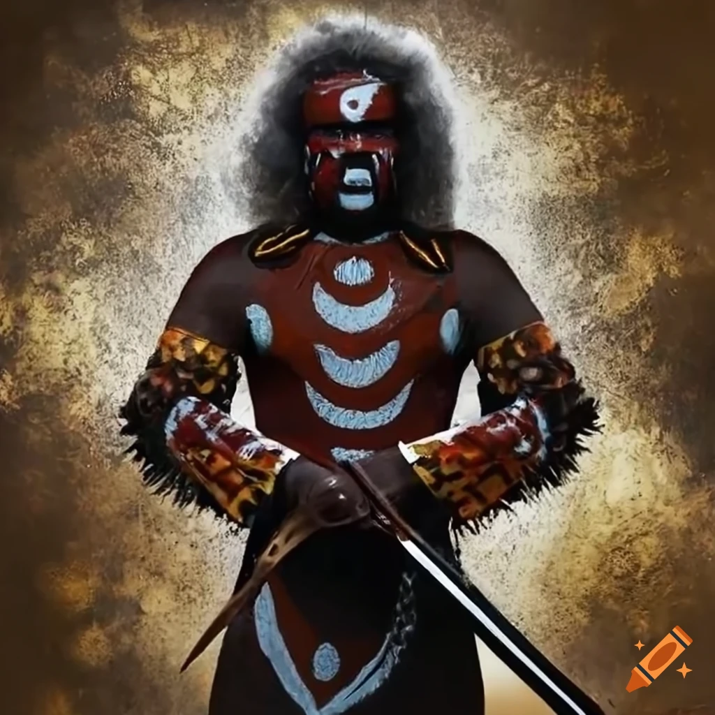 Australian aboriginal warrior in full leather armor inspired by ...