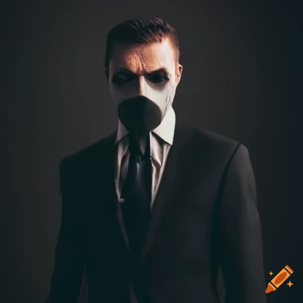 A man in a suit wearing a small mask that only covers the eyes on Craiyon