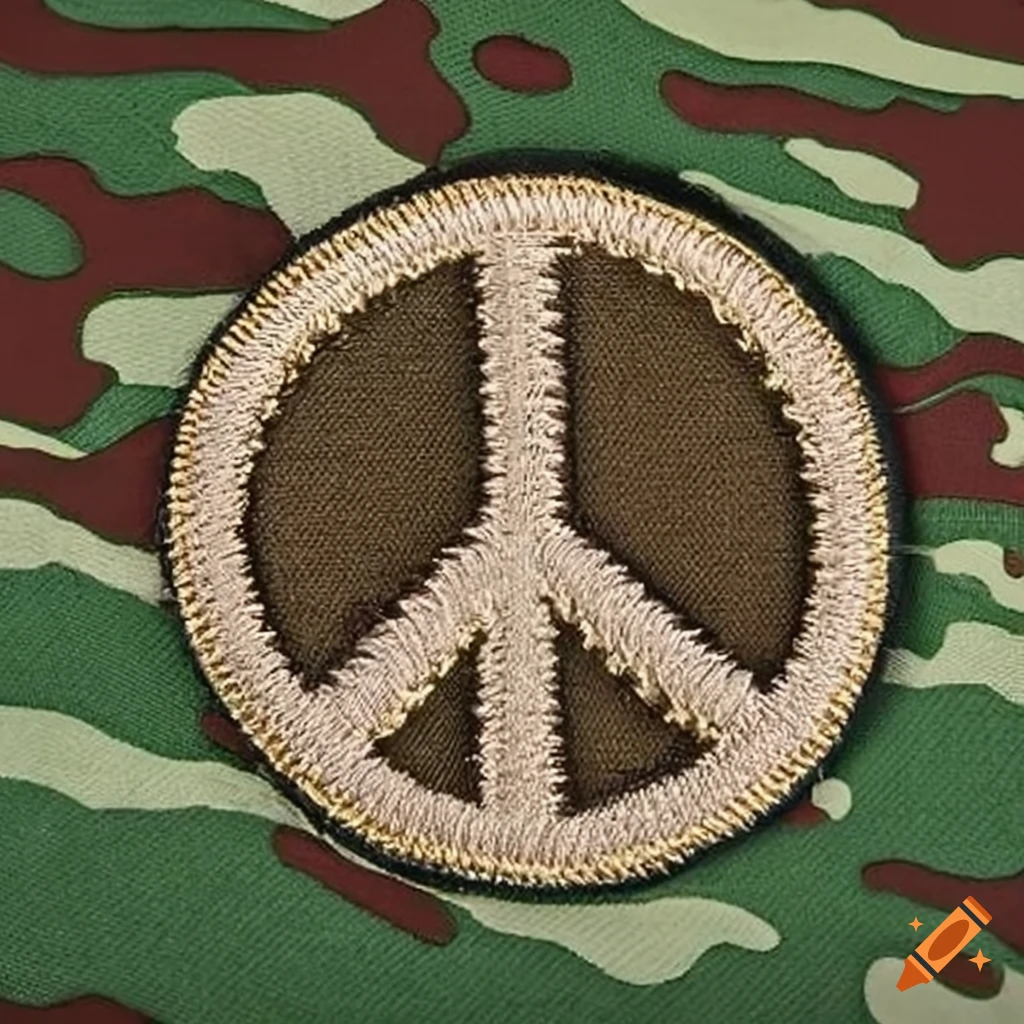 Peace symbol patch placed on military uniform with digital camouflage ...