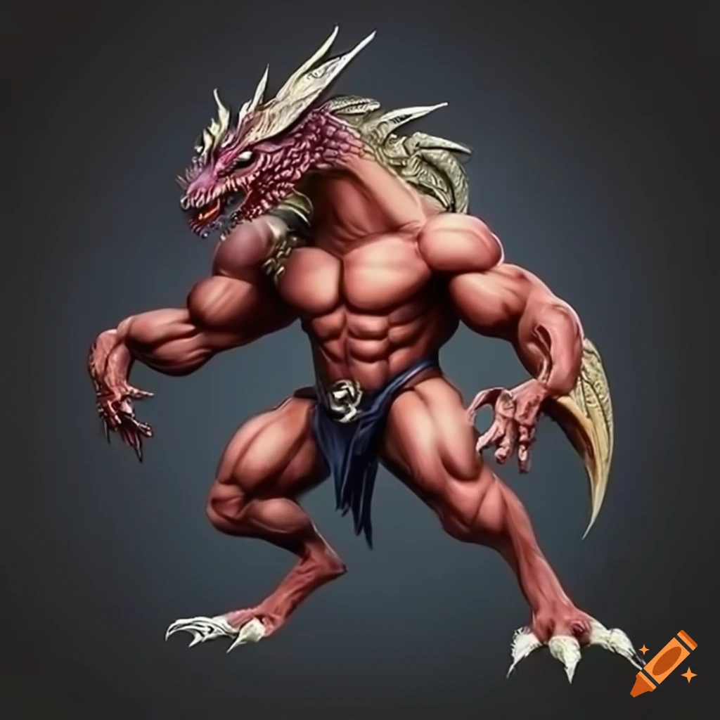 Muscular dragon with a metallic collar, ultra detailed on Craiyon