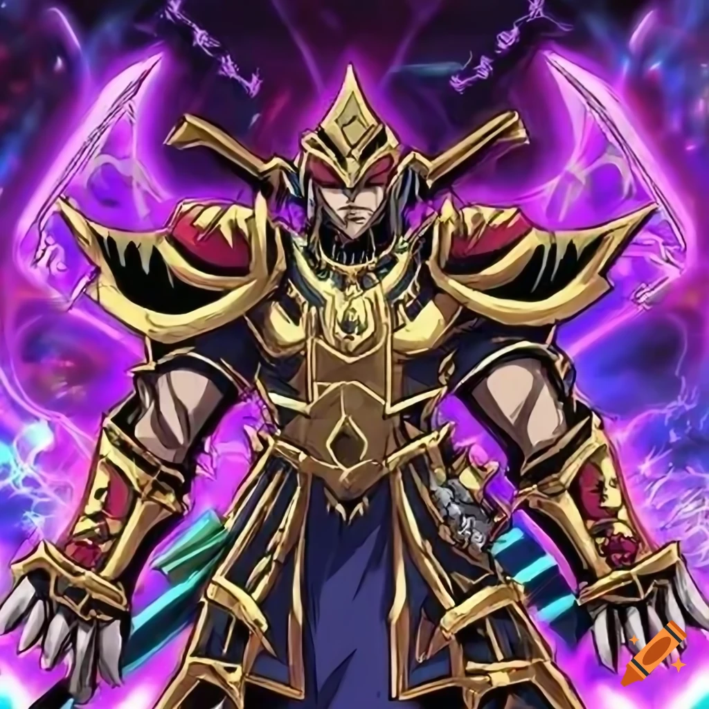 A warrior drawn in yu-gi-oh style on Craiyon
