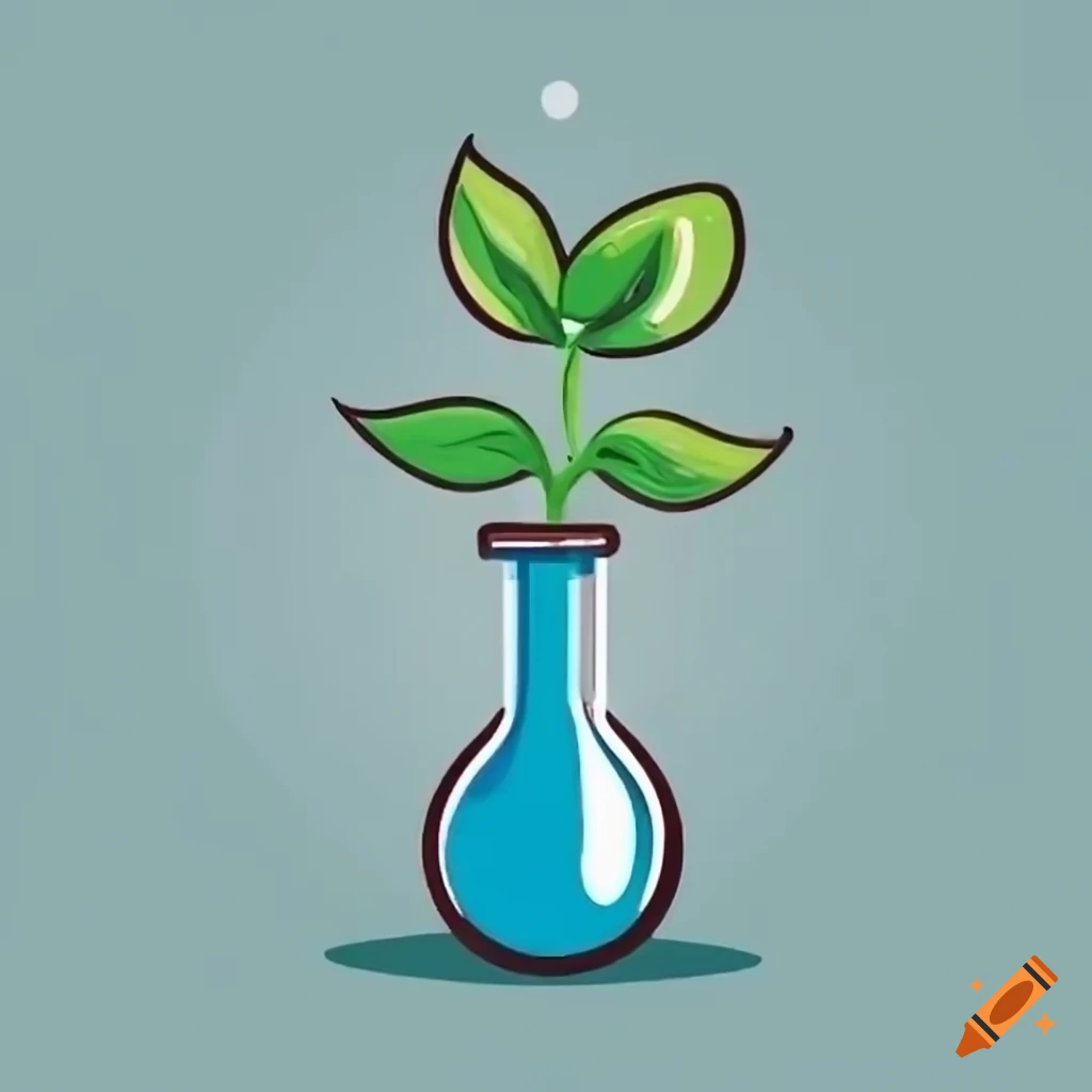 Plant in a test tube cartoon