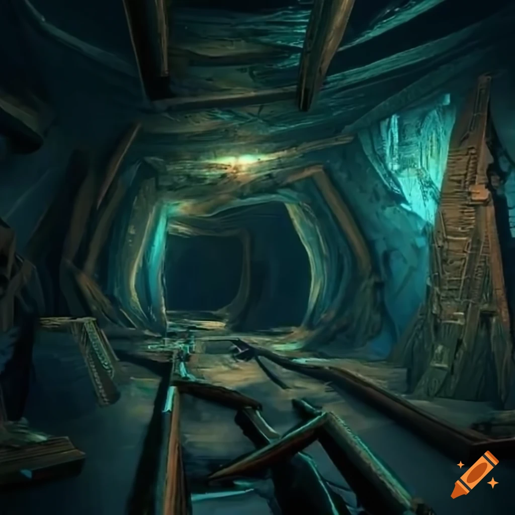 Ringworld shattered scrap scrap-mining miners bright-corridor on Craiyon