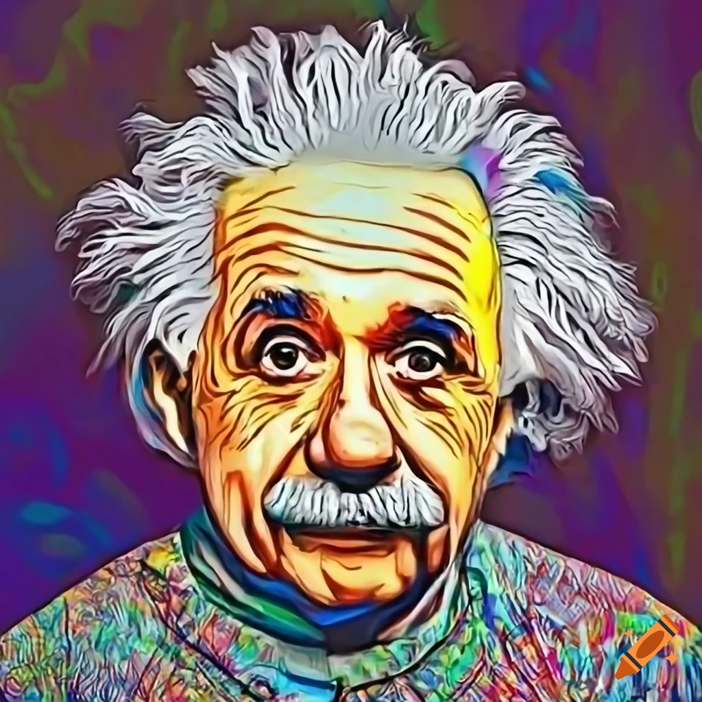 A portrait of Albert Einstein, funny, creative. the background made ...