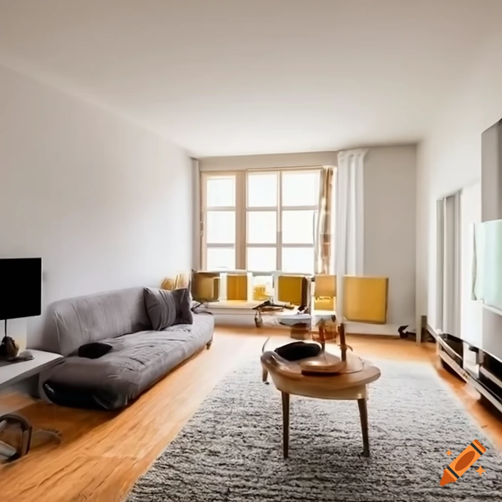 Inside a large apartment with a clean while color scheme for a zoom ...
