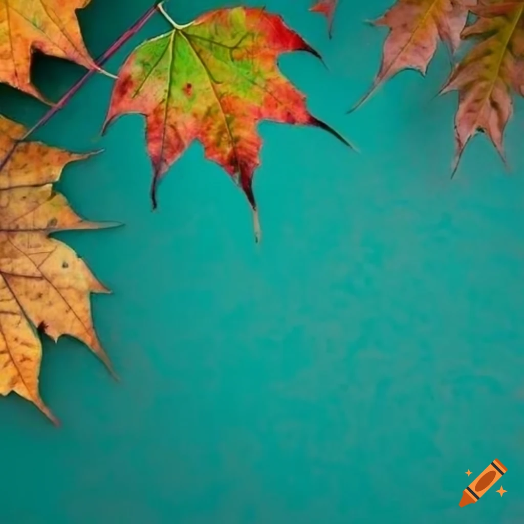 Autumn leaf in colour teal