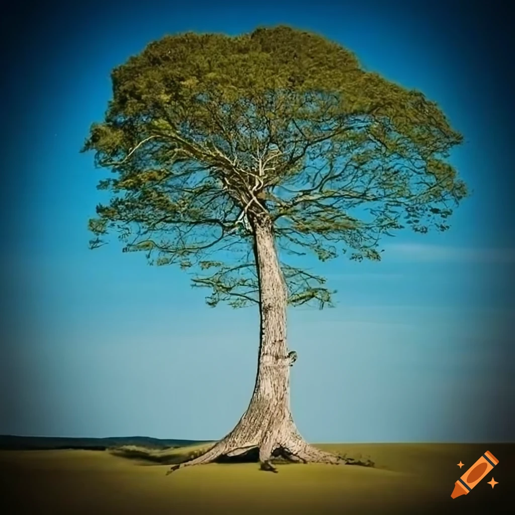 Hyper-real framed photograph of a tree growing in an unusual but not ...
