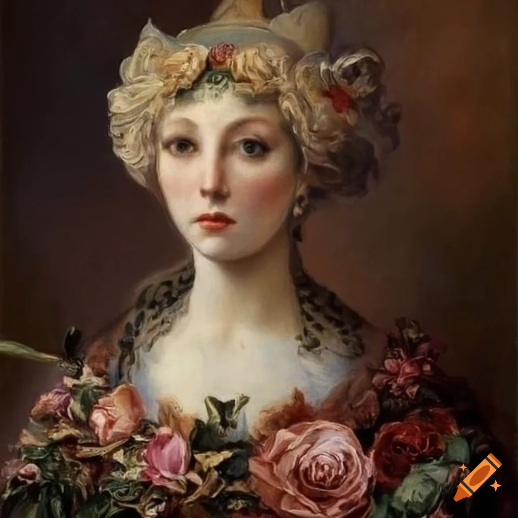 Beautiful renaissance kitty on roses by da vinci ,monet