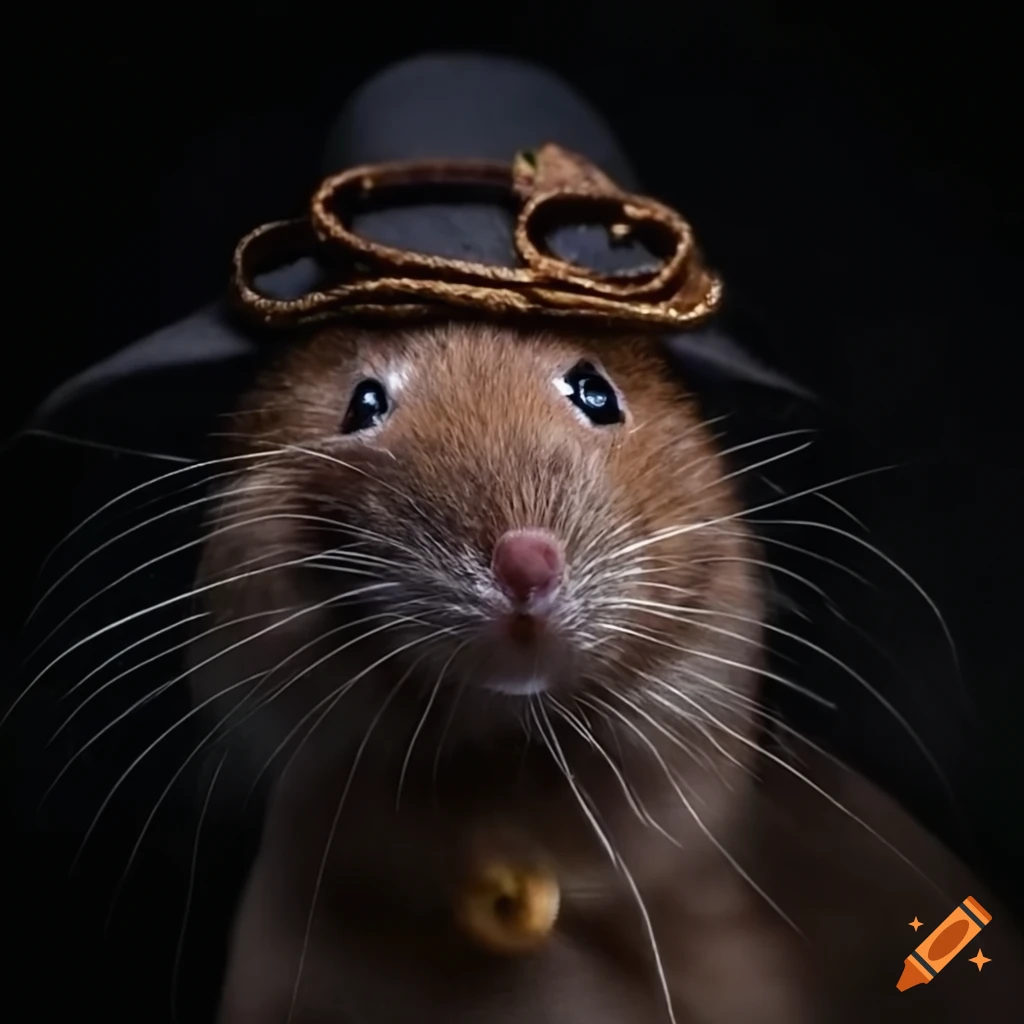 A well-dressed rat wearing a fancy hat and coat on Craiyon