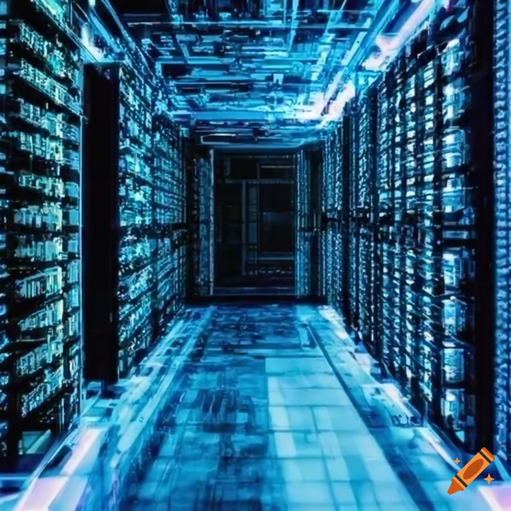 A futuristic data center powered by artificial intelligence