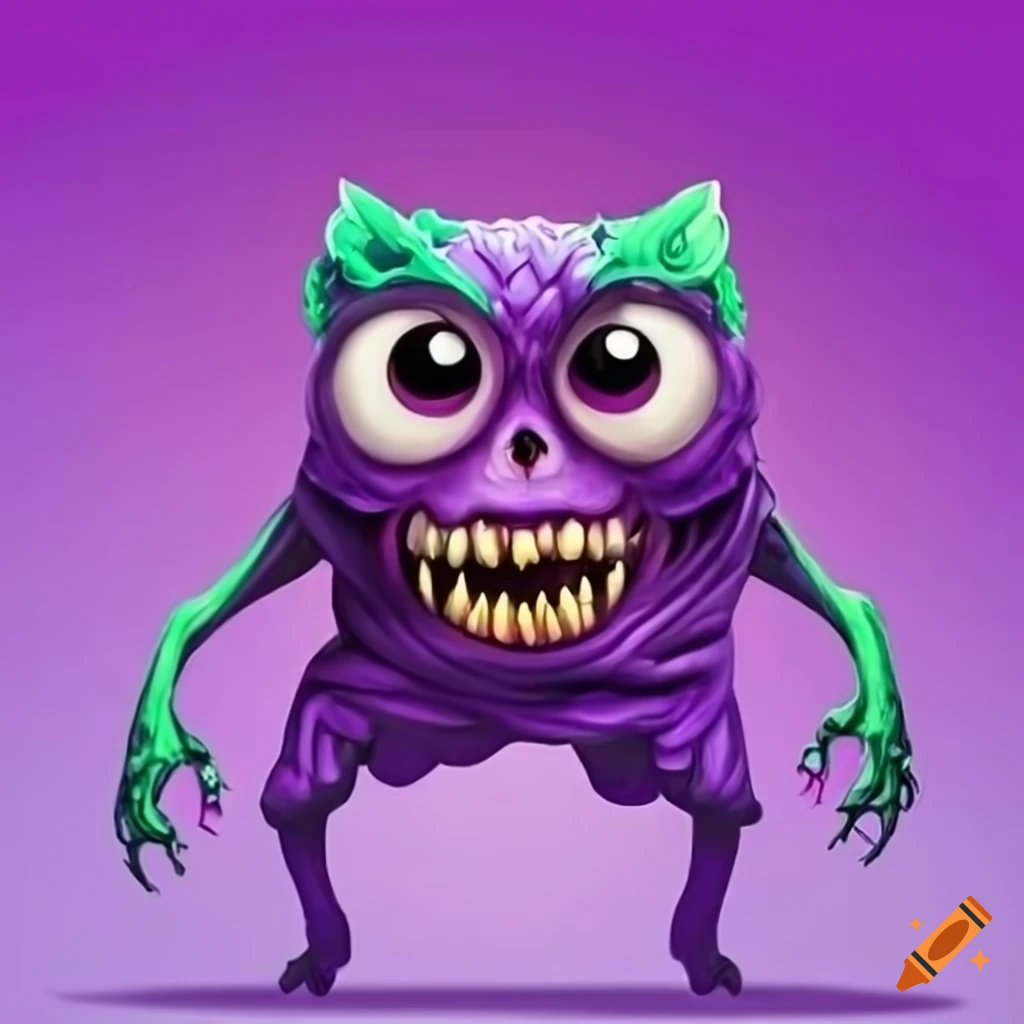 Cute evil monster purple on Craiyon