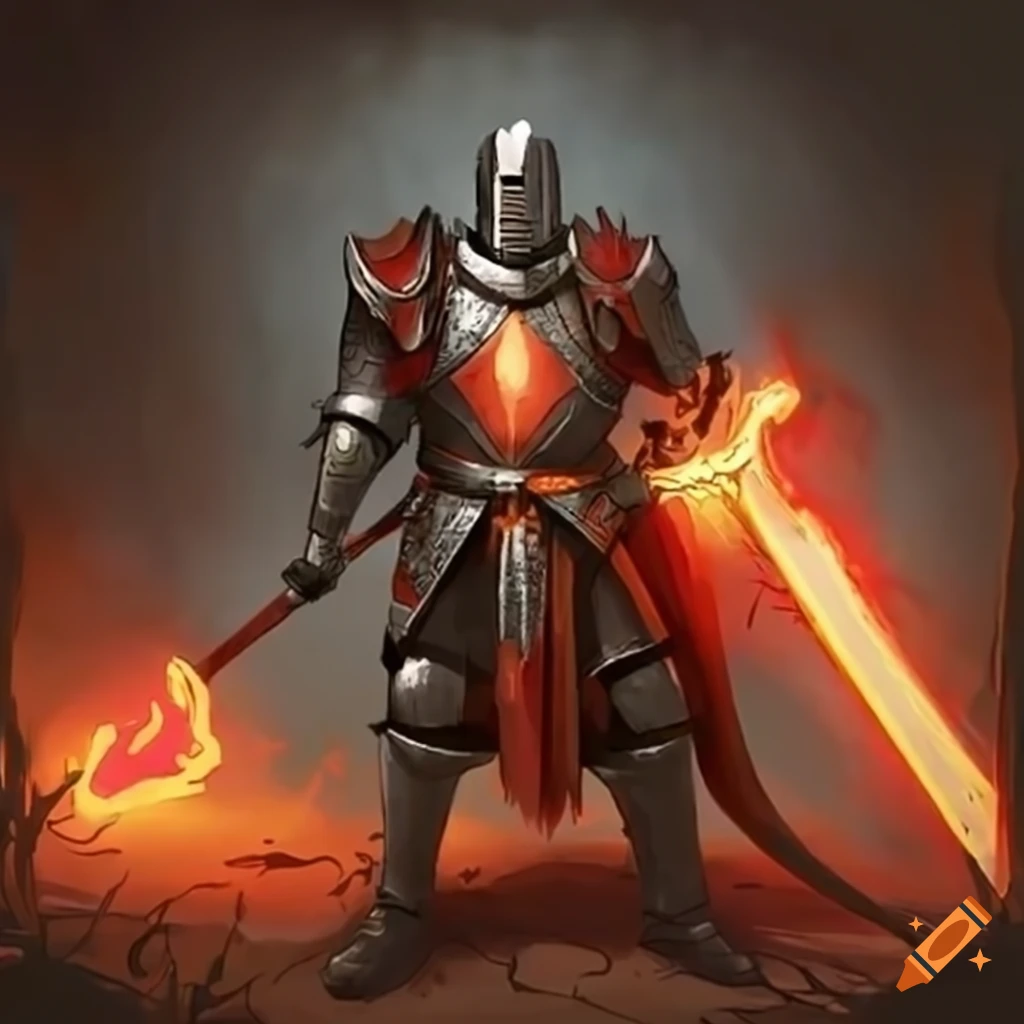 Knight with a giant láser axe with an awesome cape and a cat