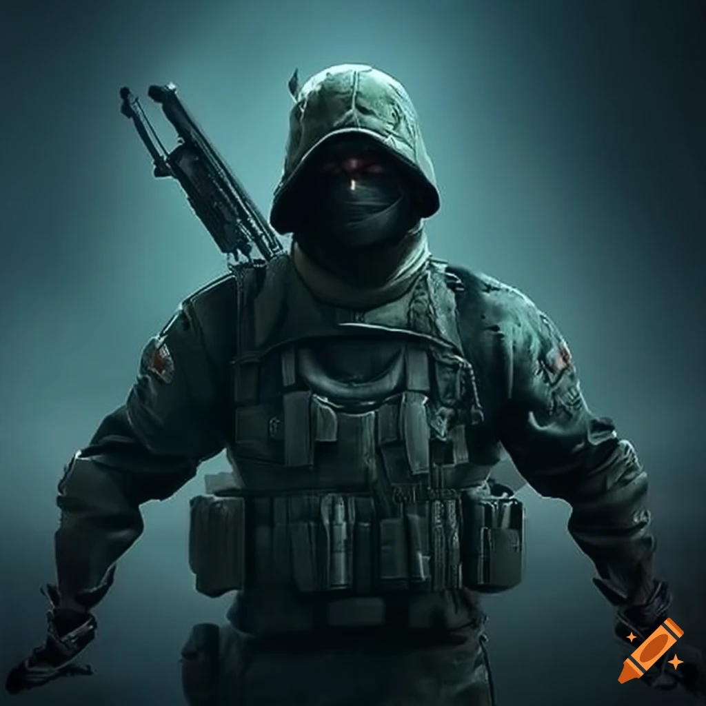 Mysterious soldier in a silent epic scenario on Craiyon