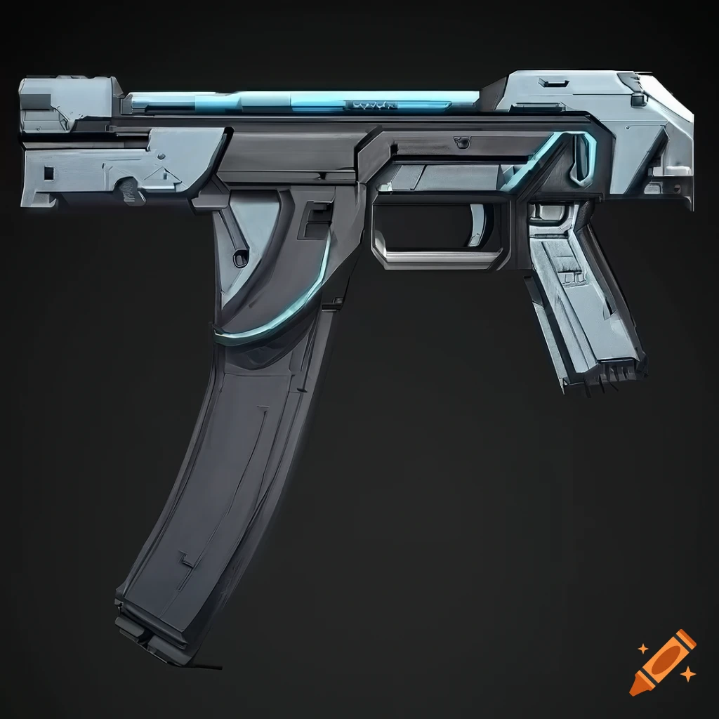 Concept art of Sci-fi rifle, side view, angular design, realistic, HD ...