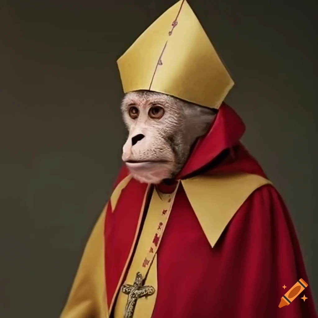 A monkey dressed as the archbishop of canterbury