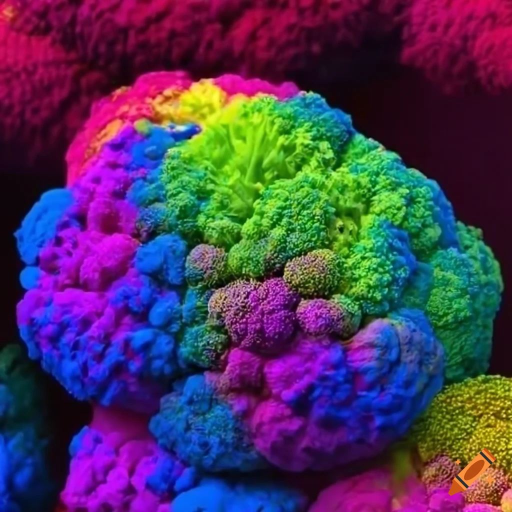 Hd rendered neon color holi broccoli on Craiyon