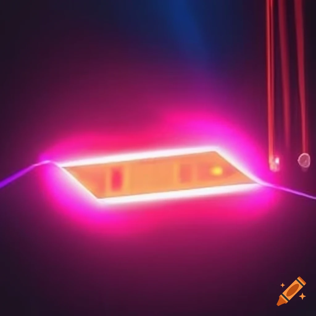 A laser beam illuminating a semiconductor chip on Craiyon