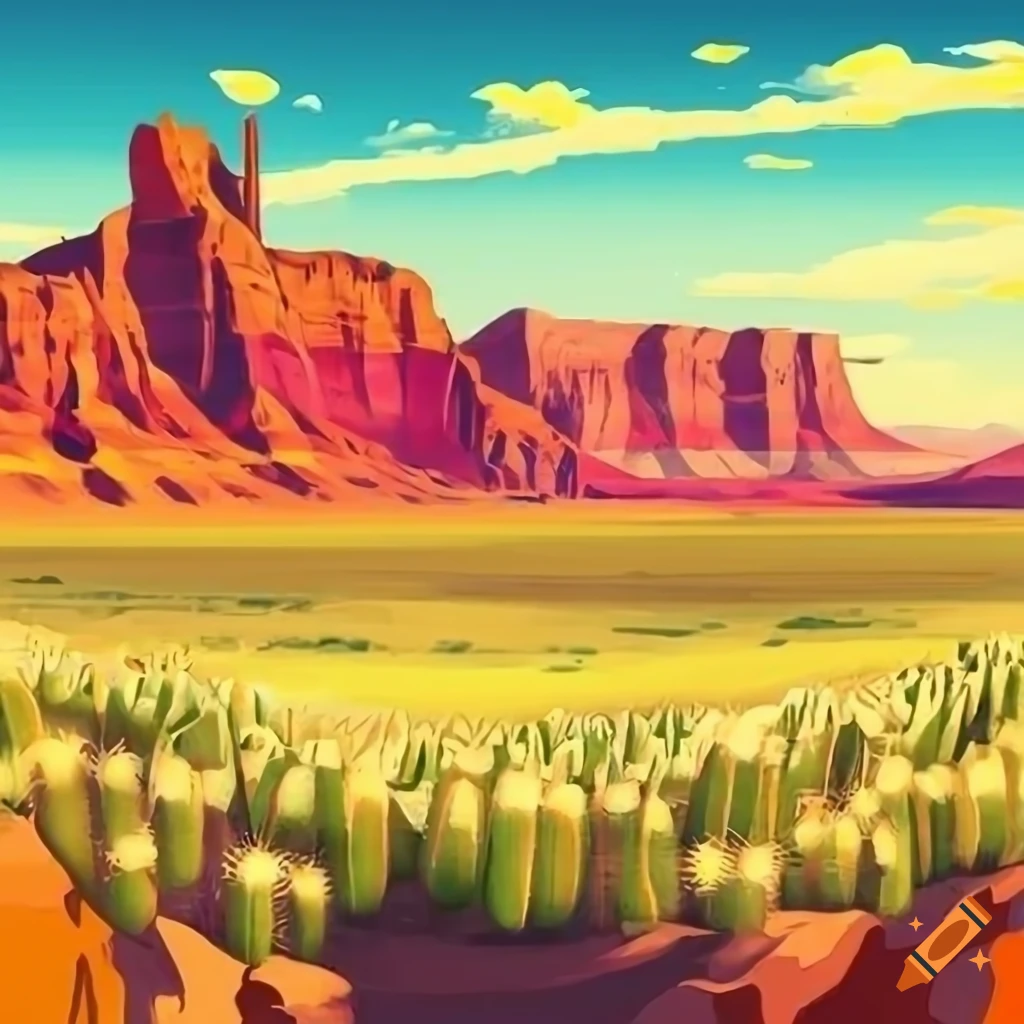 Background art from road runner canyon cacti harsh low white sun weeds ...