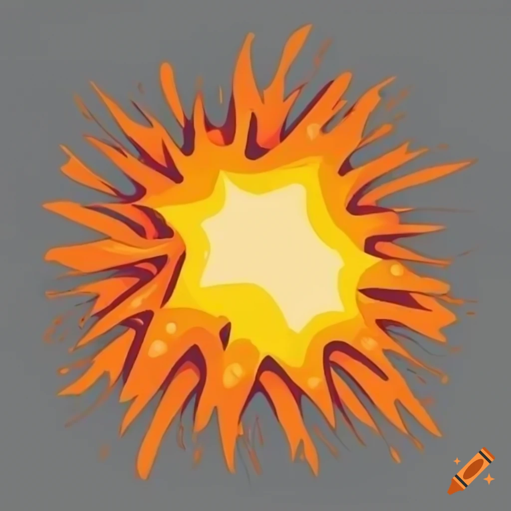 Cartoonish orange explosion over white background