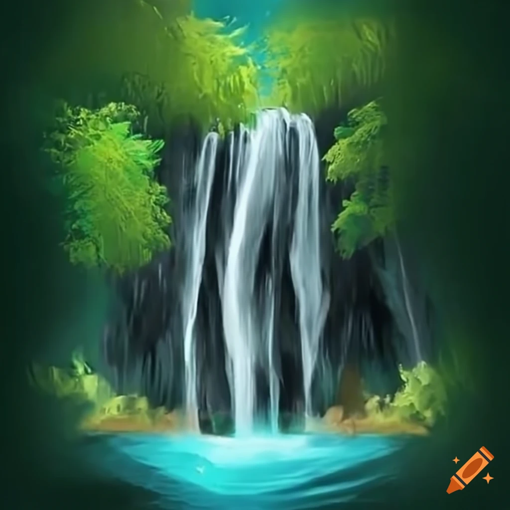 Beautiful waterfall on Craiyon