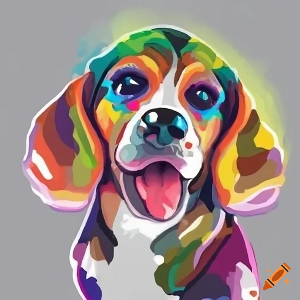 Rainbow smiling happy beagle puppy on Craiyon