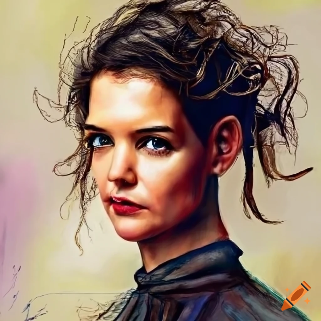 Portrait of a young katie holmes, inspired by dali's style on Craiyon